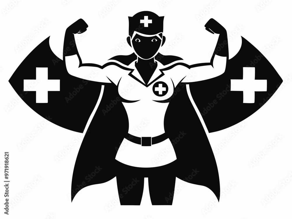 Nurse in Superhero Pose Empowering and Heroic Healthcare Design. Stock ...