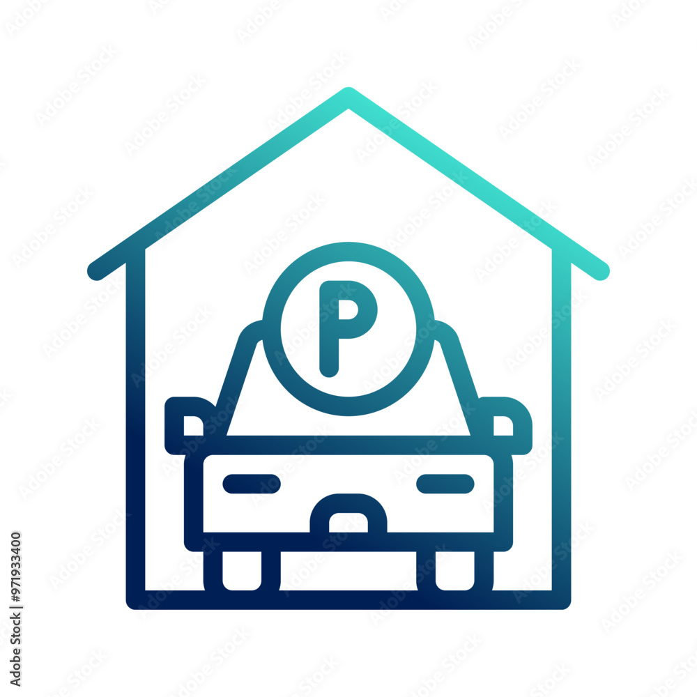Parking icons. with outline style and gradient colors. suitable for ...