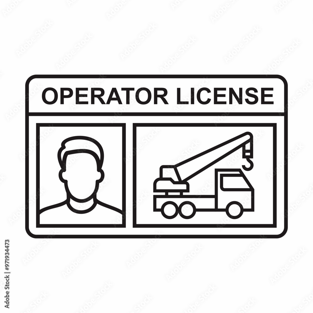 Vetor de Outlined mobile crane operator license card vector ...