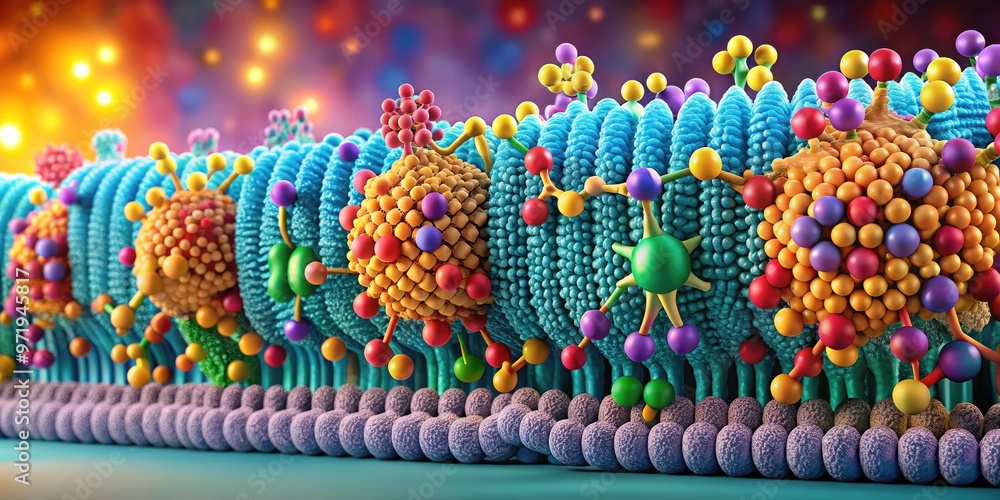 Vibrant, stylized illustration of a cell membrane's phospholipid ...