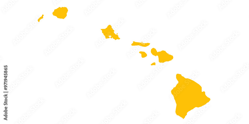 Hawaii administrative map. counties map of Hawaii, blank Map, empty map ...