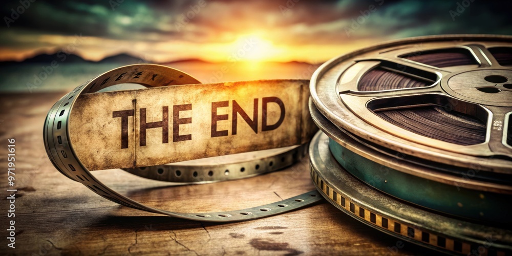 Vintage 'The End' title on old film reel, retro, vintage, film, movie ...