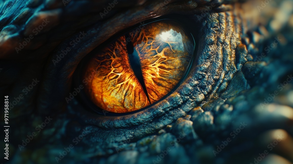Dragon eye. 3d render of close up lizard eye. Fantasy monster looking ...