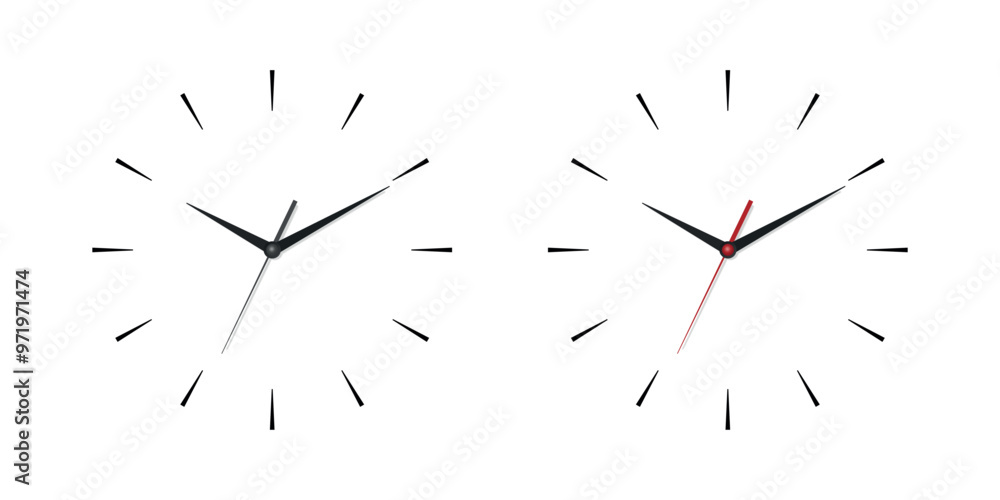 Vector 3d Realistic Wall Office Clock Face Set. White and Black Dial ...