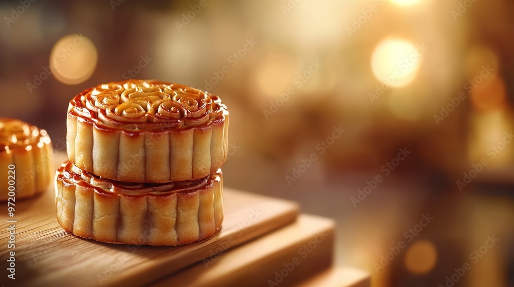 Close-Up of Mid-Autumn Festival Mooncakes in Commercial Advertising ...