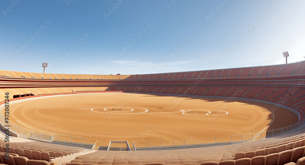 Round empty bullfight arena stadium with wide perspective. bullring for ...