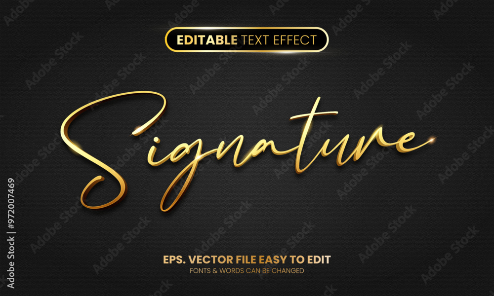 Luxury gold script editable text effect, elegant gold style Stock ...