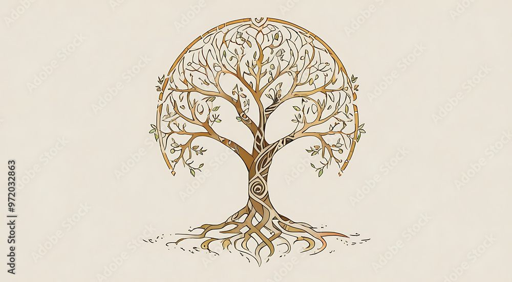 A minimal design of the world tree, Yggdrasil, with its branches ...