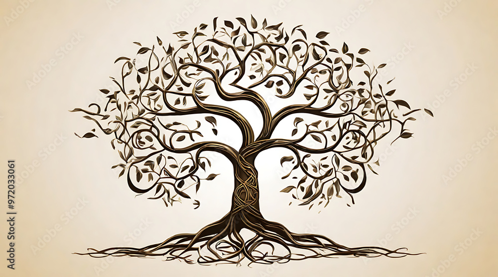 A minimal design of the world tree, Yggdrasil, with its branches ...