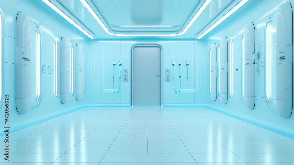 Image of a laboratory exit with a biosafety shower and eyewash station ...