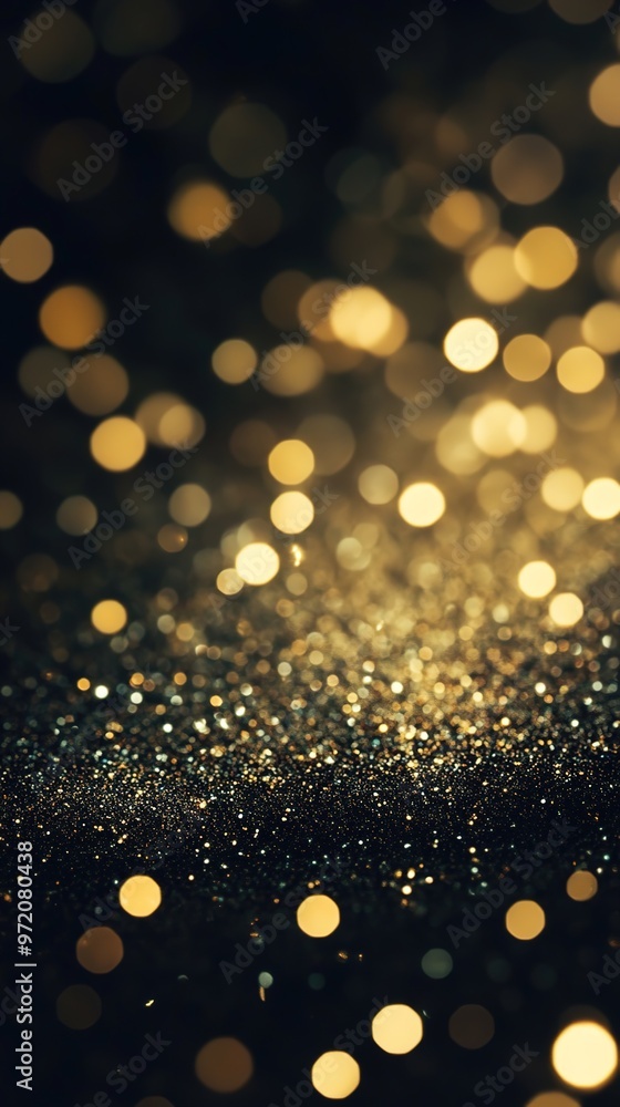 Glittering Vintage Lights Background in Dark Gold and Black, Featuring ...