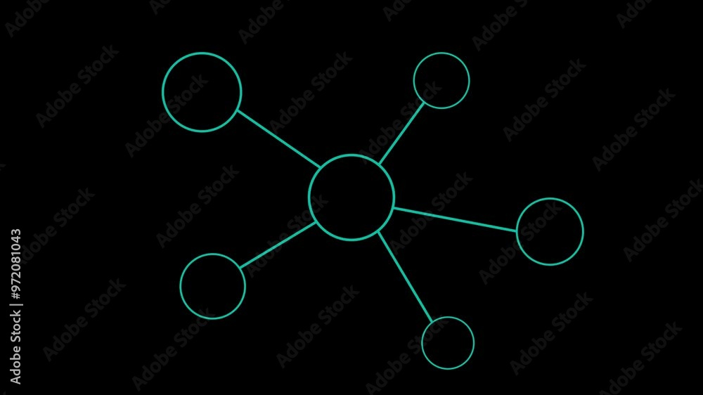 Bright color networking topology animation. Line icon on transparent ...
