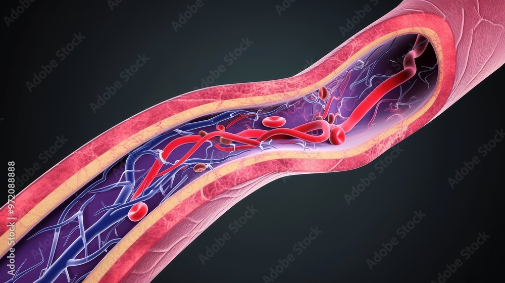 Cross-Section of a Blood Vessel with a Blood Clot Stock Illustration ...