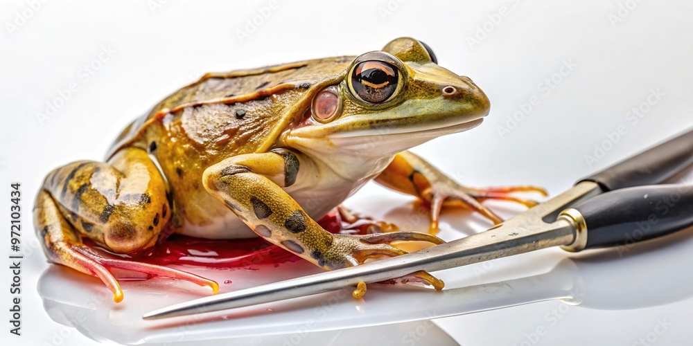 A macro image of a surgical scalpel precisely cutting open a ...