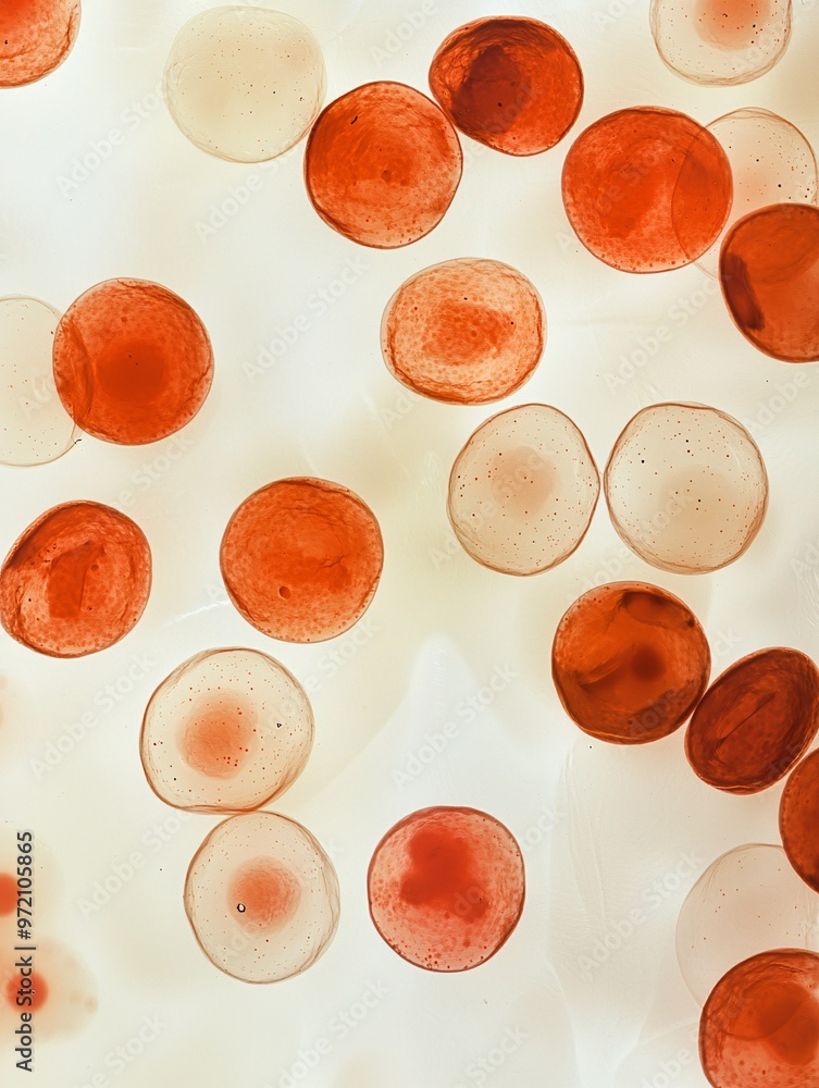 A high-quality microscopic image reveals red blood cells present in ...