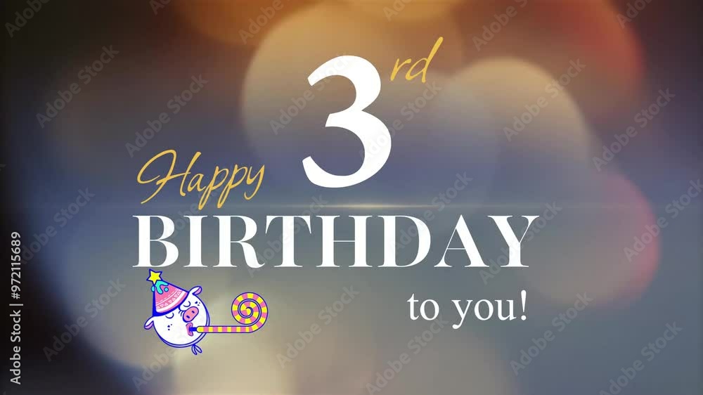 3rd Happy Birthday, with gold particles Background, 3rd Year Happy ...