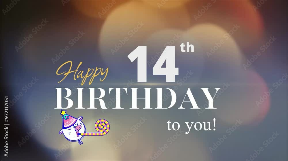 14th Happy Birthday, with gold particles Background, 14th Year Happy ...