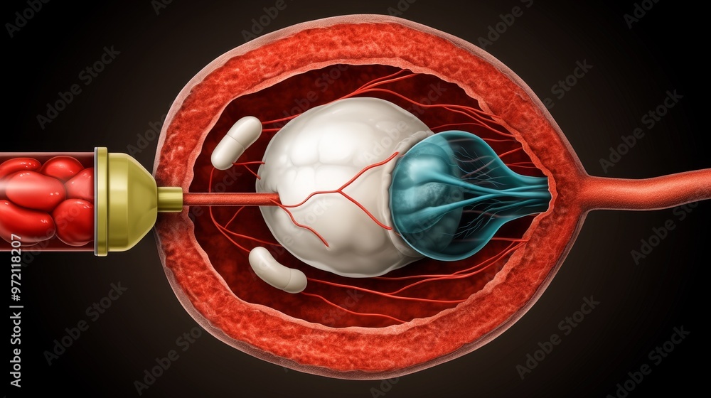 Illustration of a Fetus Developing Inside the Uterus with a Syringe ...