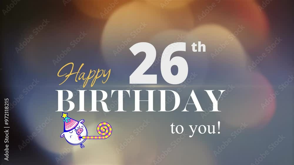 26th Happy Birthday, with gold particles Background, 26th Year Happy ...