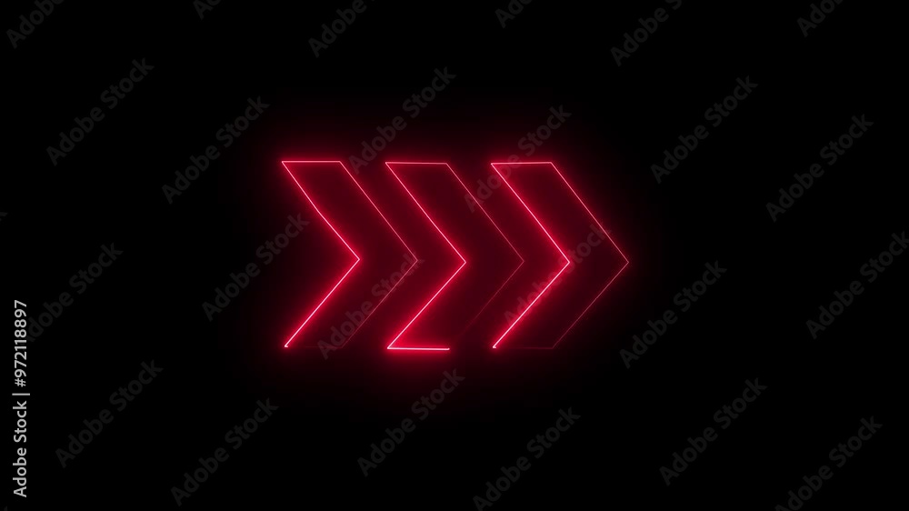 Right neon signs of bright arrows appear in the center. Animated red ...