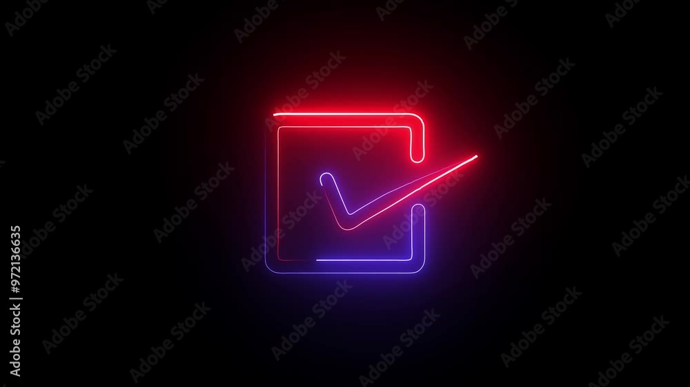 Animation of Glowing neon light Check mark icon and tick mark icon ...