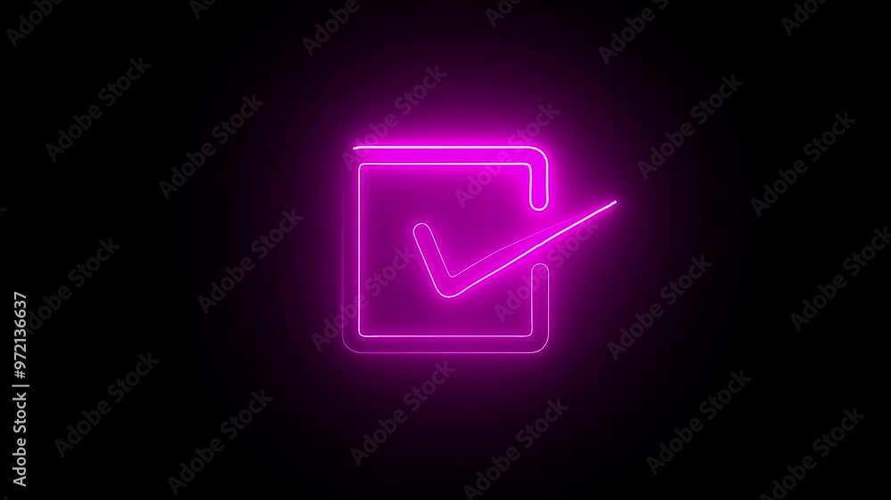 Animation of Glowing neon light Check mark icon and tick mark icon ...