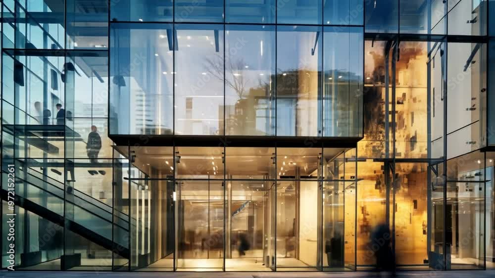 Modern Glass Facade: A sleek, contemporary building with a minimalist ...