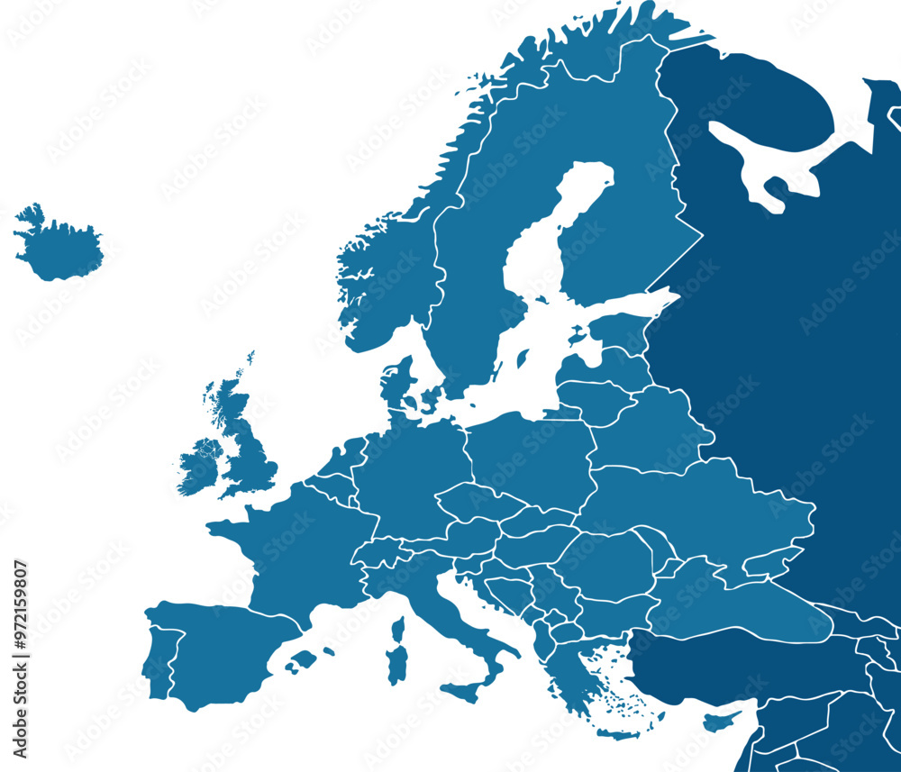 Europe map on white background. All countries in Europe different ...