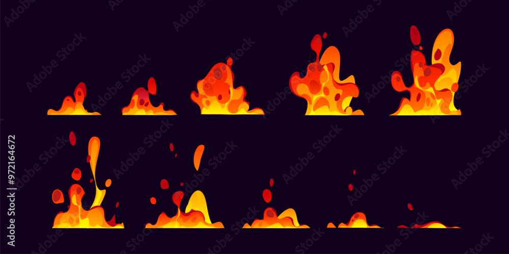 Volcano lava or magma animation game sprite effect sheet. Cartoon ...