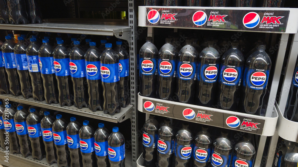 Pepsi max Cola sign brand and text logo can and bottle on store ...