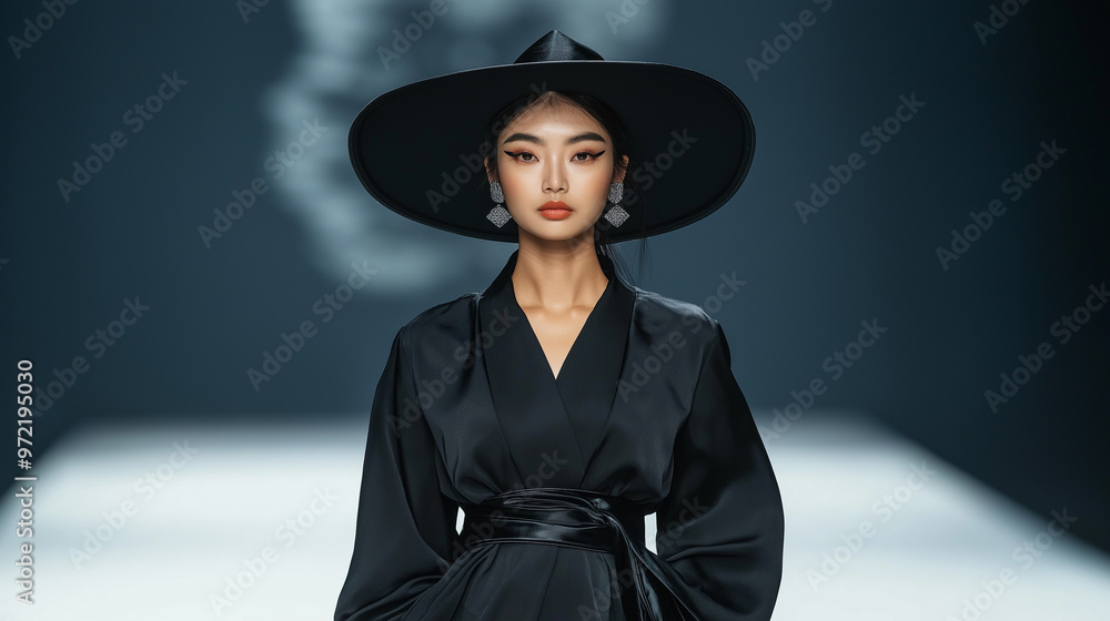 Modern Chinese fashion designer presenting a collection on the runway ...