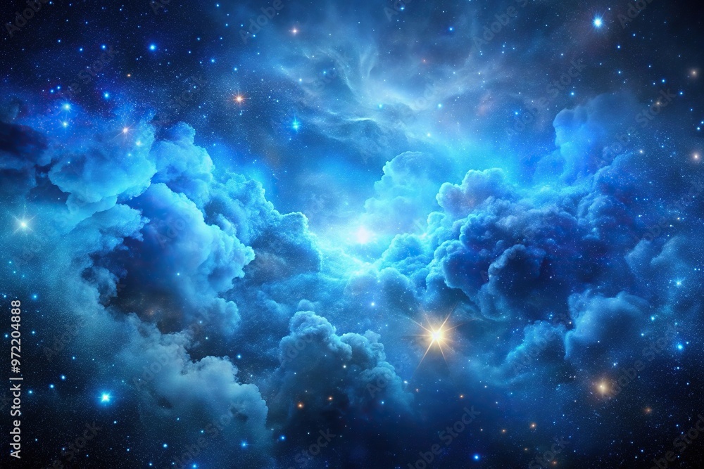 Blue dust nebula effect with cosmic cloud formations and blue effect ...