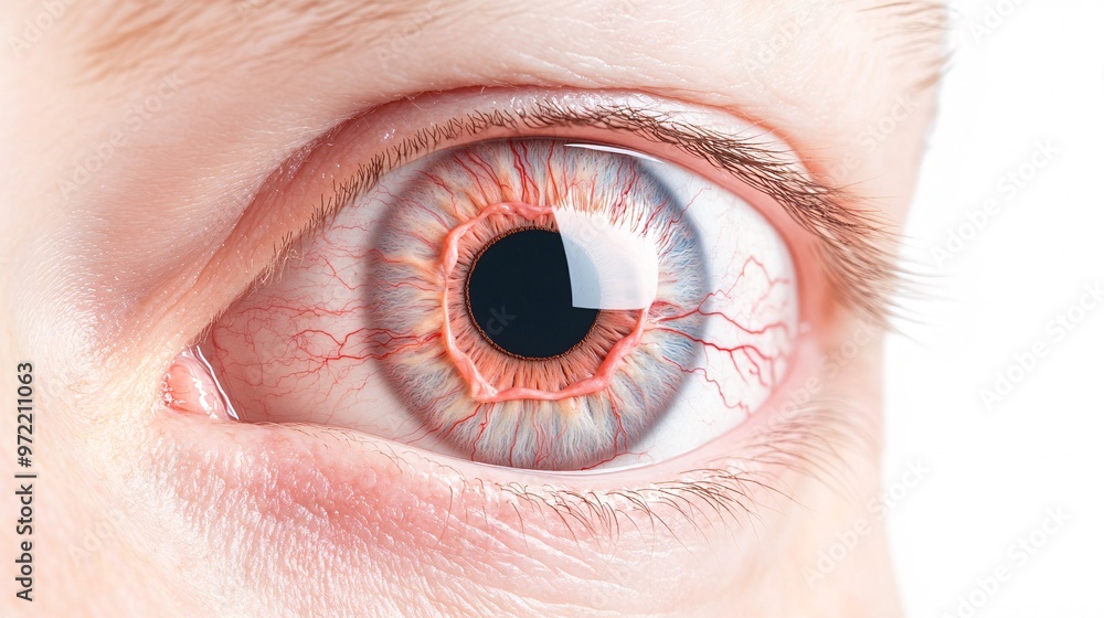 Eye anatomy cross-section showing the retina and optic nerve with ...