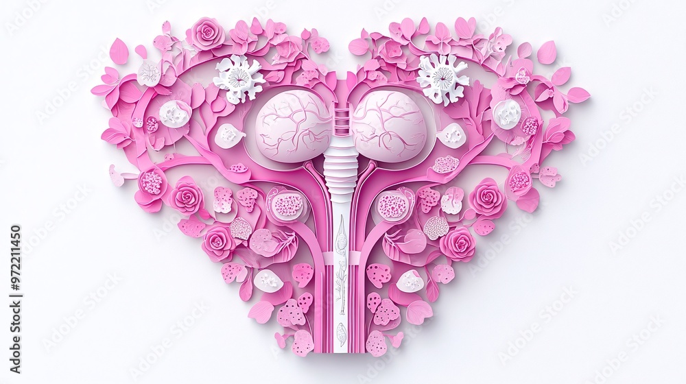 Female reproductive system diagram focusing on the ovaries, uterus, and ...