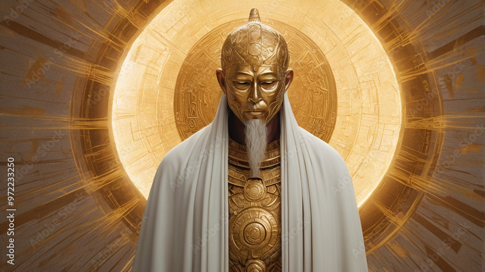 Golden Masked Emperor with Glowing Orb and Ancient Cloak – Supreme ...