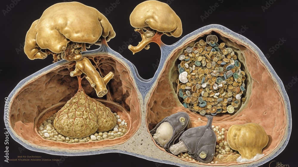 Cross-section of a mouse burrow with nesting materials and sleeping ...