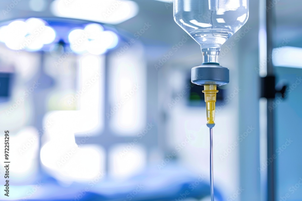 A hospital bed with an IVG (intravenous line) attached, often used in ...