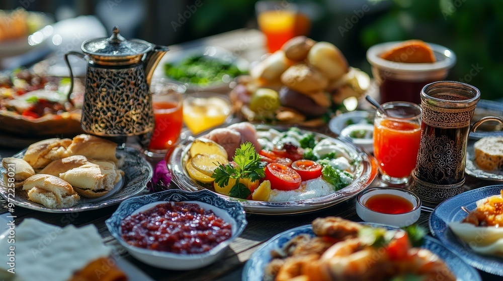 Turkish breakfast photo in traditional colors, taken in Üsküdar ...