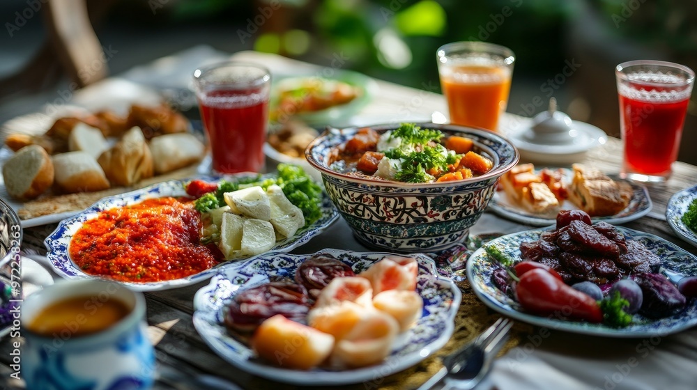 Turkish breakfast photo in traditional colors, taken in Üsküdar ...