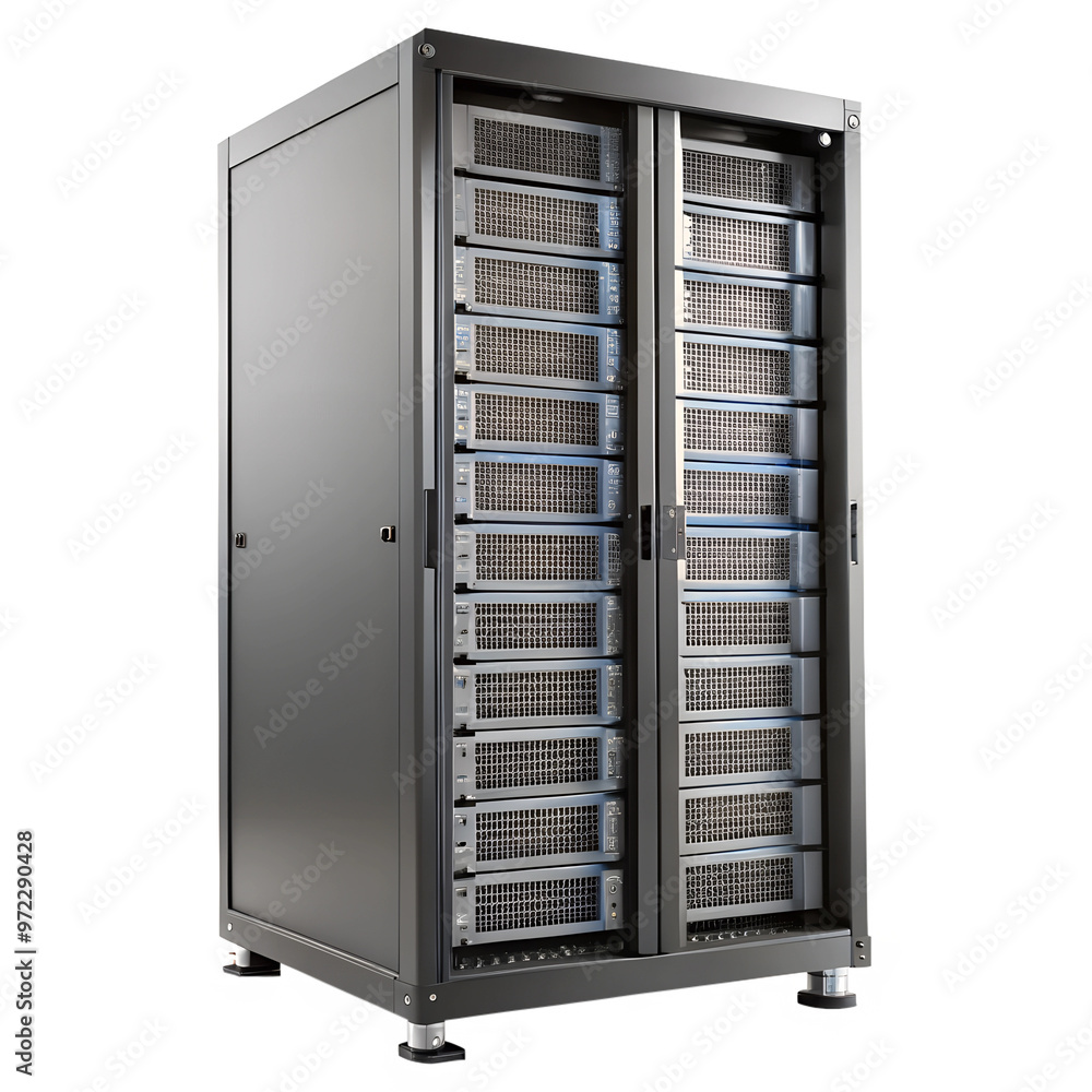 Modern server rack with multiple compartments designed for efficient ...