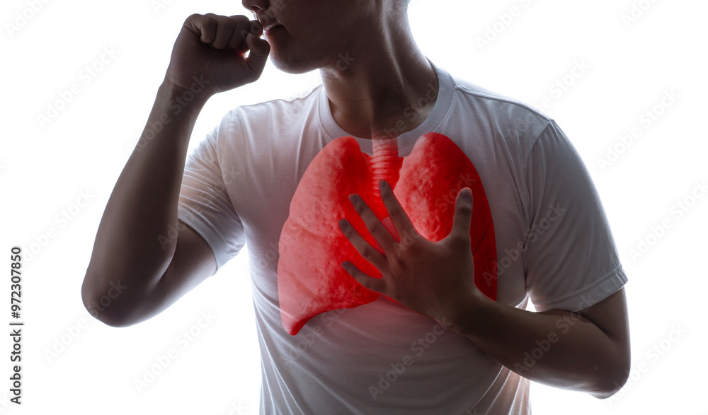 man patients with respiratory or lung diseases, bad air, dust ...