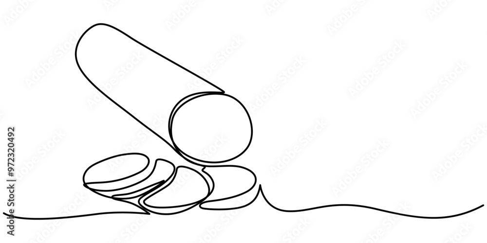 Salami one line continuous. Salami line art. Hand drawn vector art ...