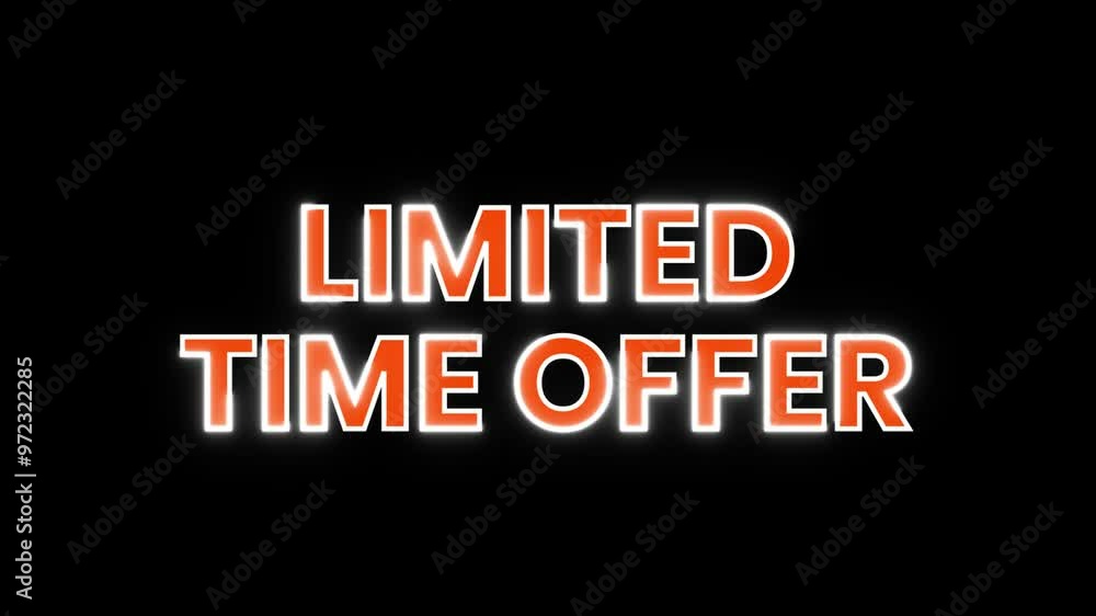 Animated neon sign with the text Limited Time Offer in orange with ...