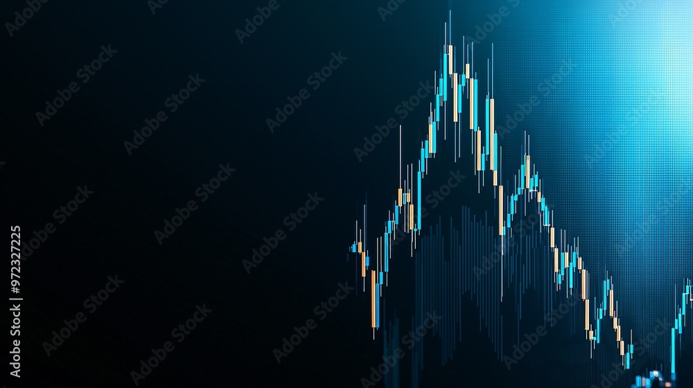 Blue stock market visualization with glowing digital charts and graphs ...