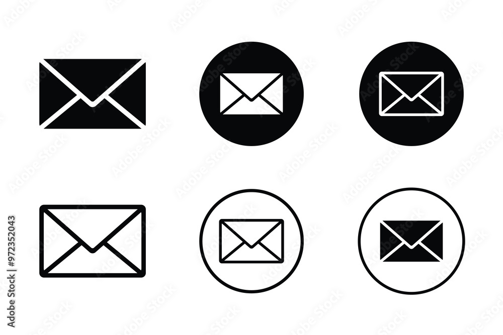 Email icon set. Mail icon envelope illustration collection. E-mail logo ...
