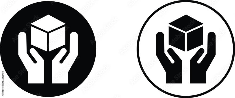 Handle with care sign icons set isolated on transparent background ...