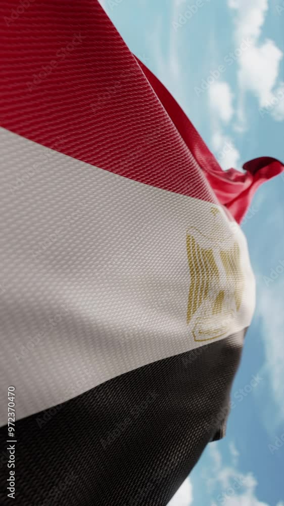 Wavy flag of Egypt blowing in the wind in slow motion. Waving colorful ...