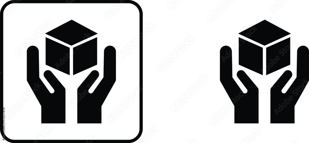 Handle with care sign icons set isolated on transparent background ...