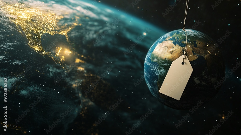 107. Close-up of a realistic Earth globe isolated in space, with a ...