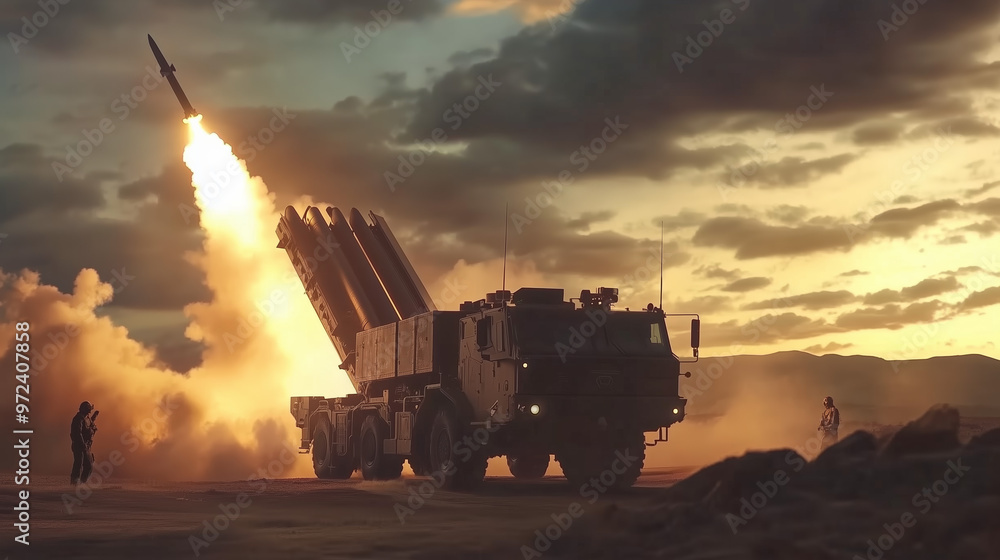 This striking photograph features a state-of-the-art anti-aircraft and ...